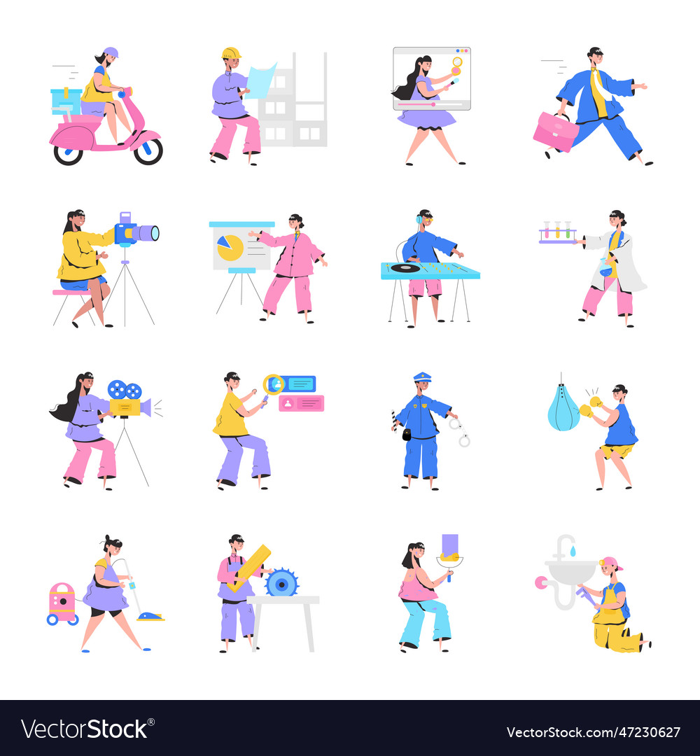 Modern suitable professions flat Royalty Free Vector Image
