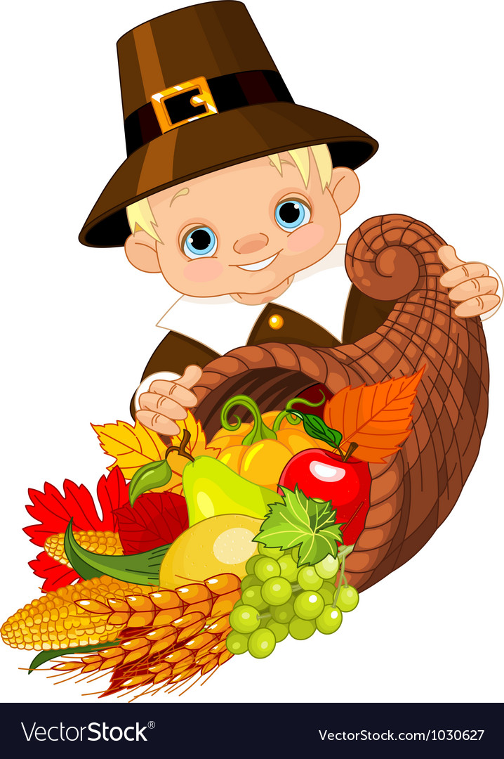Pilgrim with cornucopia Royalty Free Vector Image