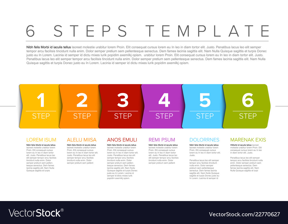 Progress six steps template Royalty Free Vector Image