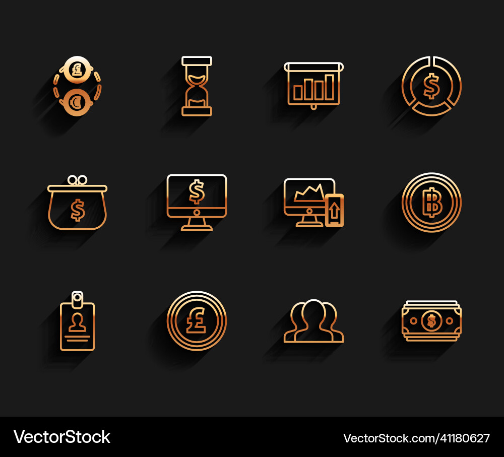Set line identification badge money exchange Vector Image