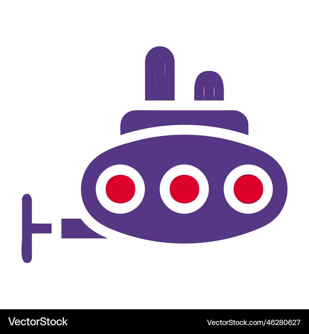 Submarine icon solid red purple style military Vector Image