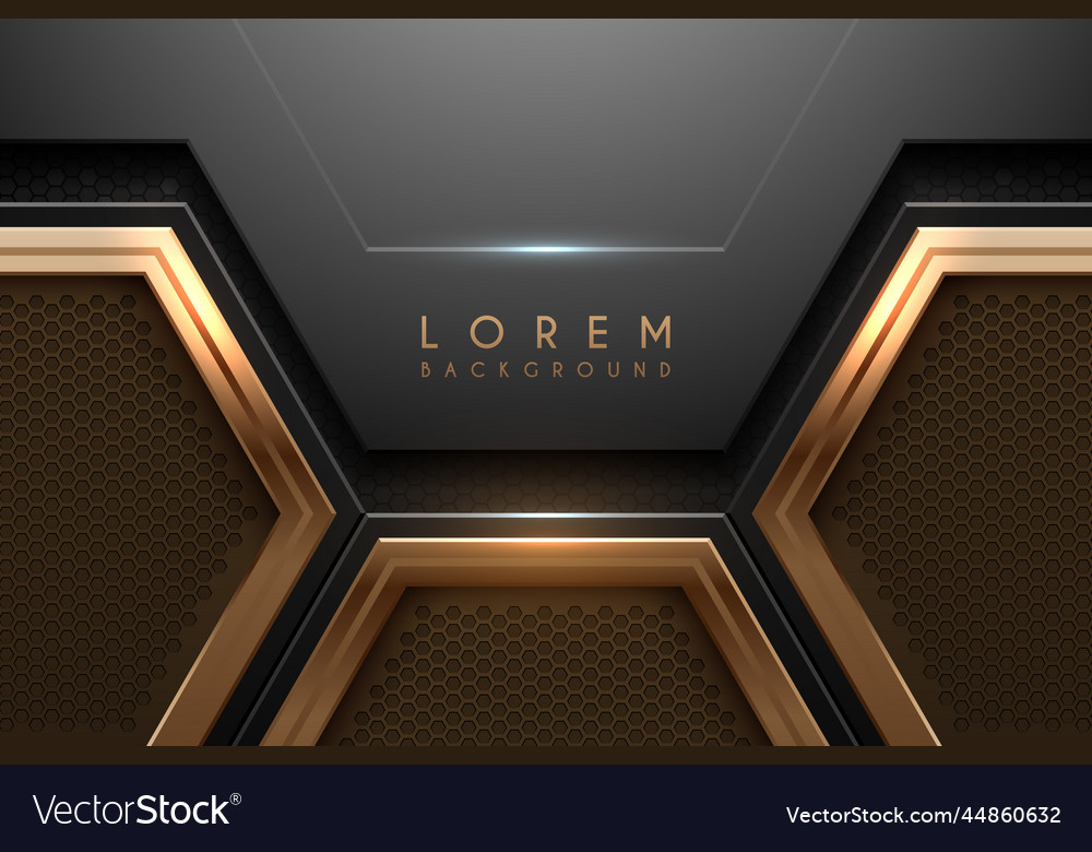 Abstract Hexagonal Black And Gold Background Vector Image
