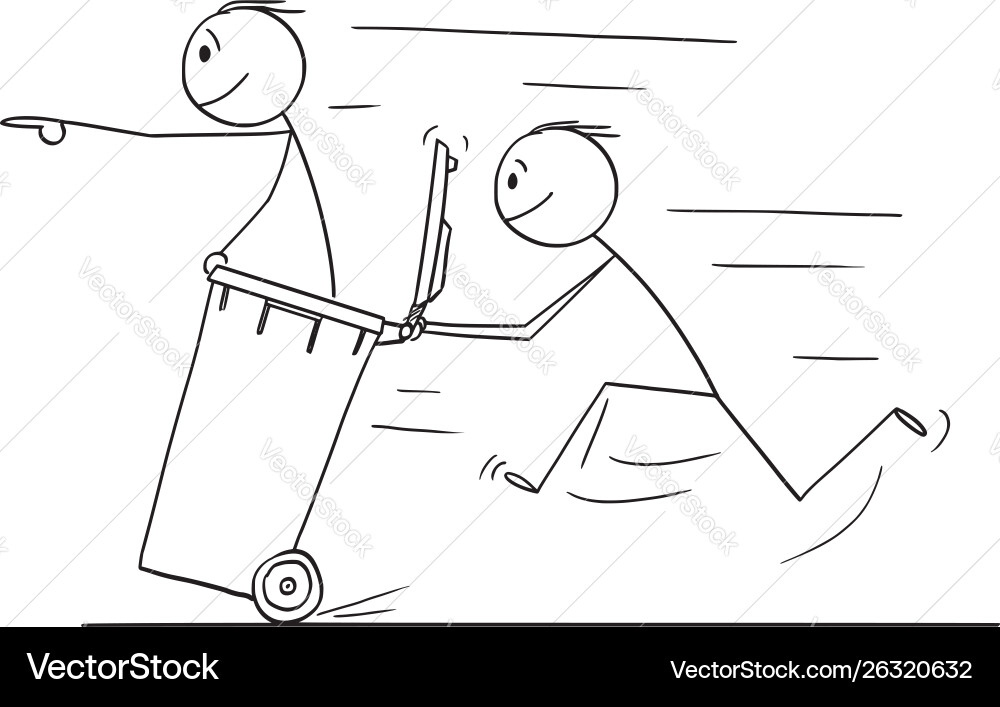 Cartoon man or businessman pushing another Vector Image