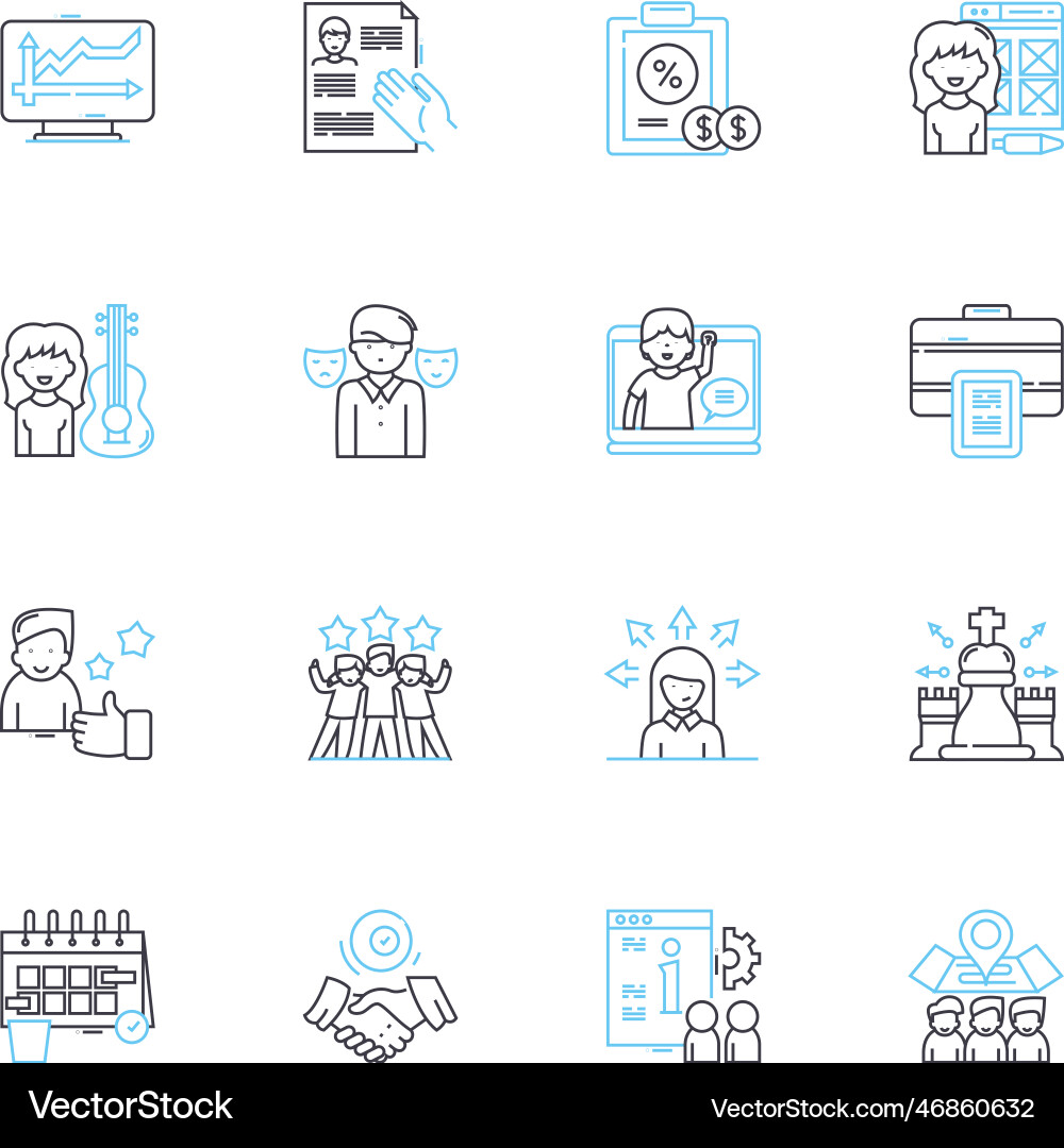 Company gathering linear icons set team-building Vector Image