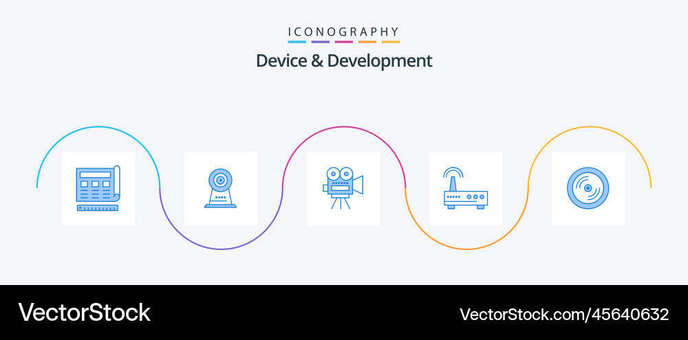 Device and development blue 5 icon pack including Vector Image