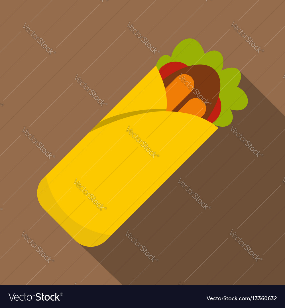 Doner kebab icon flat style Royalty Free Vector Image