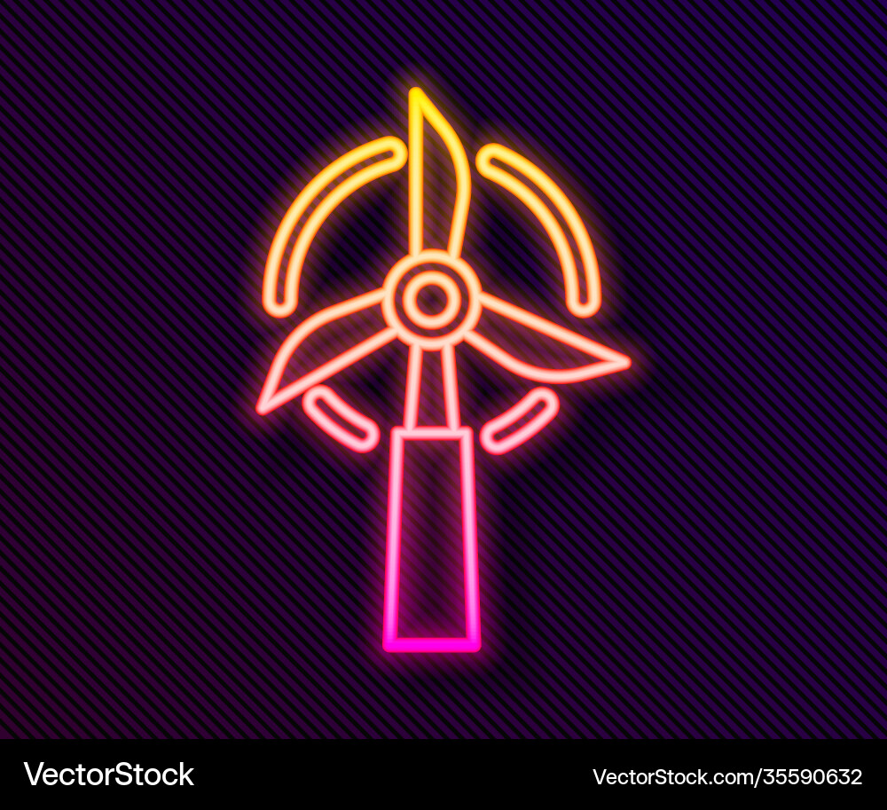 Glowing neon line wind turbine icon isolated Vector Image