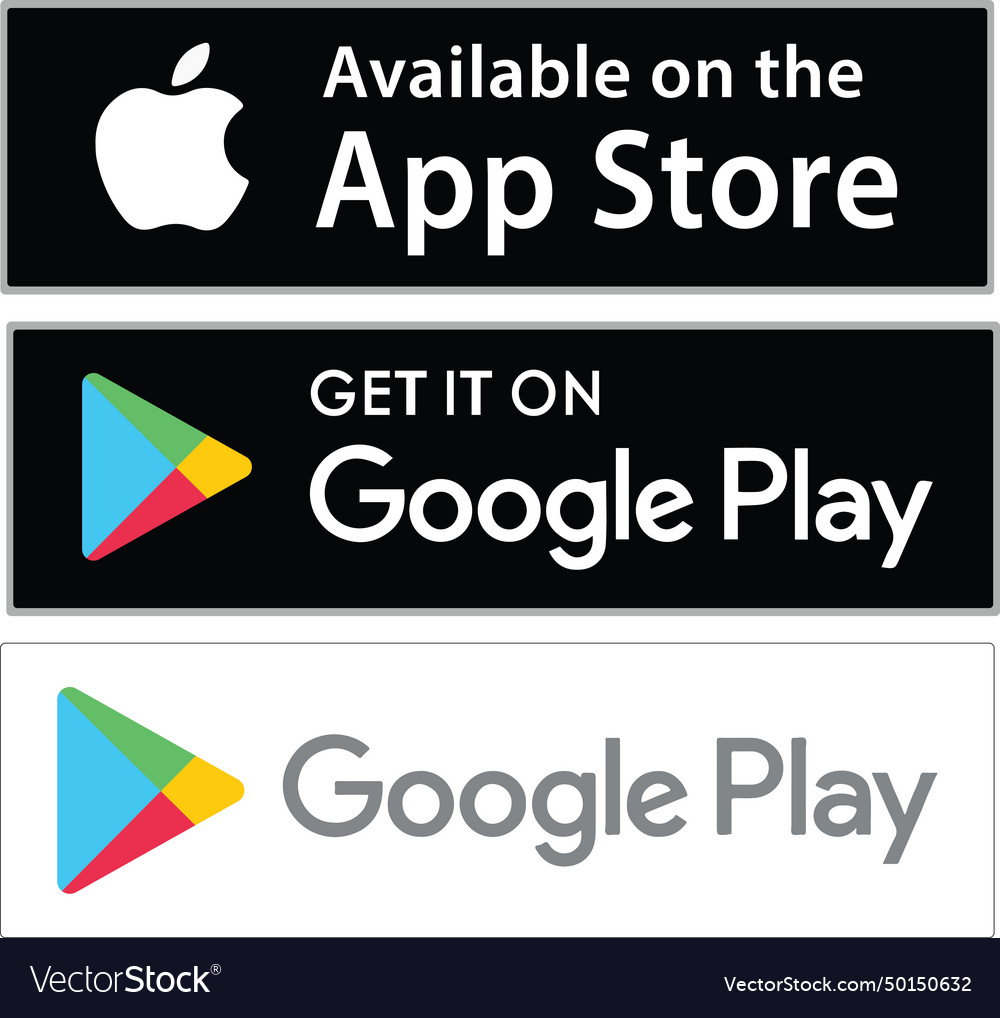 Google play button icons google play logo app Vector Image
