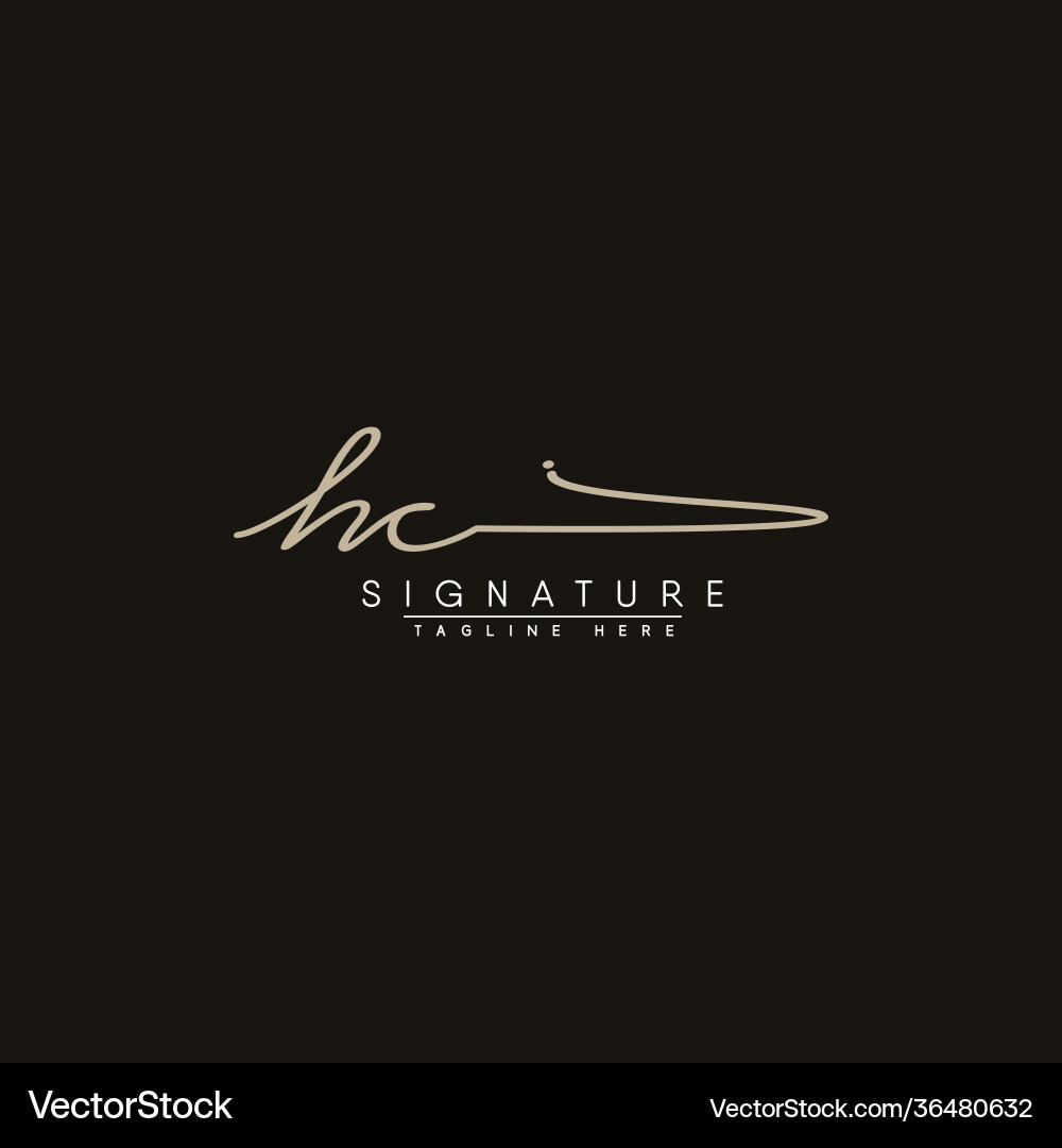 Hc initial letter logo - hand drawn signature logo