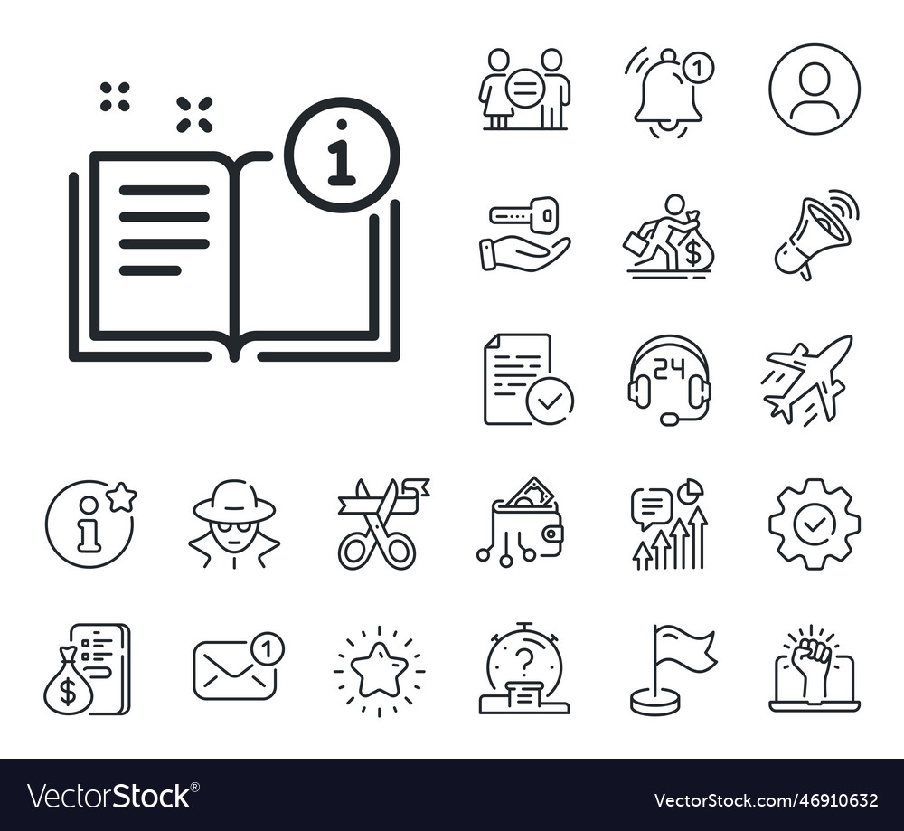 Instruction Line Icon User Manual Sign Salaryman Vector Image