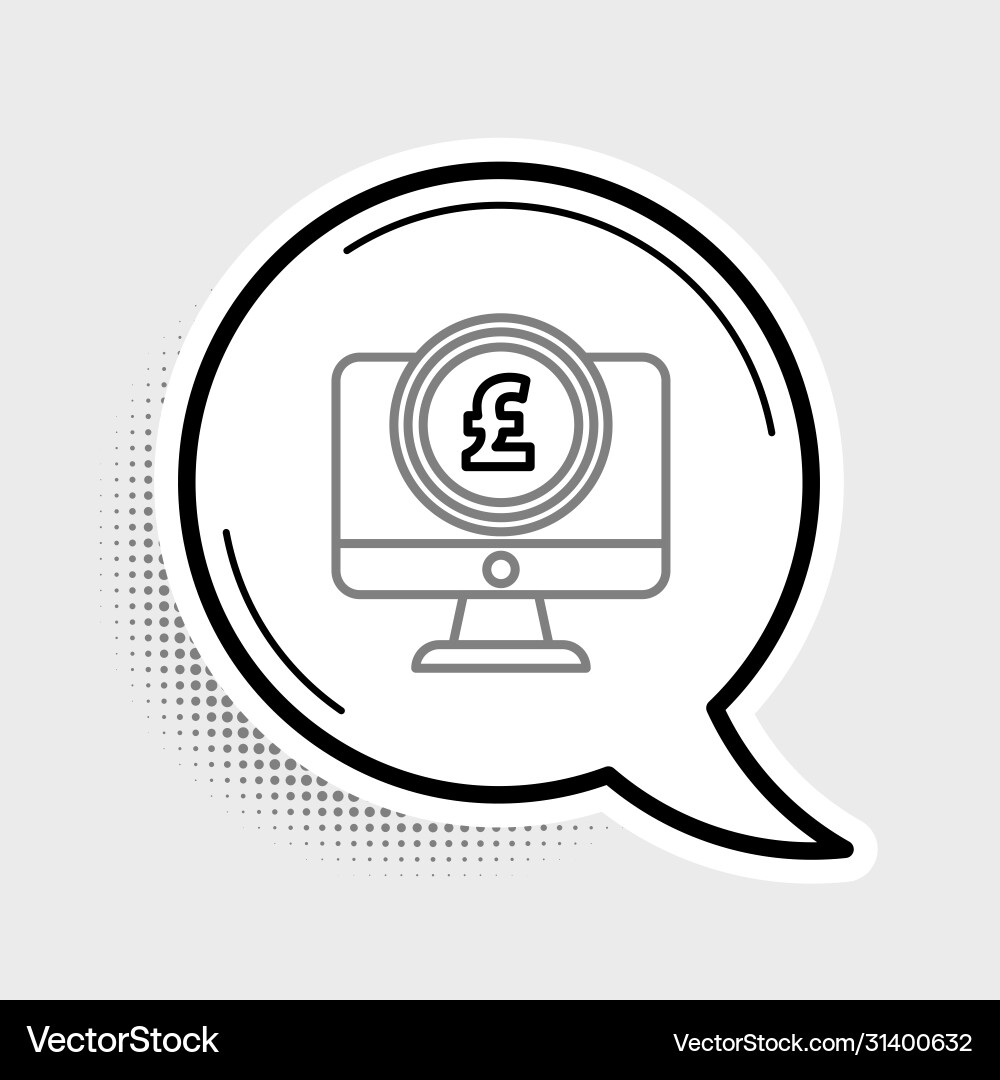 Line computer monitor with pound sterling symbol Vector Image