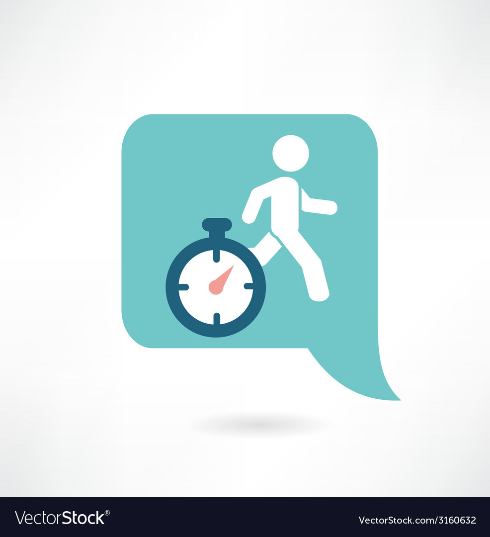 Man running with a timer icon Royalty Free Vector Image