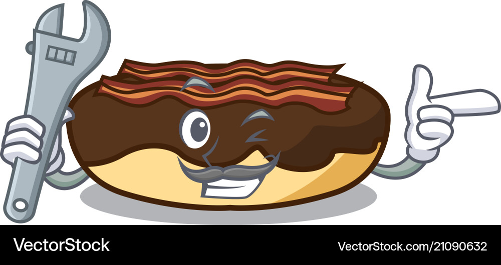 Mechanic maple bacon bar mascot cartoon Royalty Free Vector