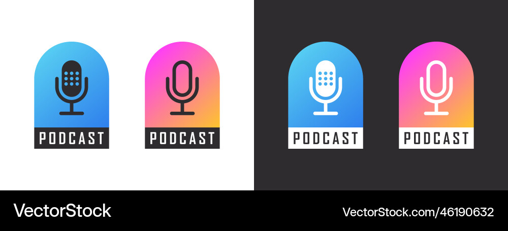 Podcast logos and symbols concept icon Royalty Free Vector