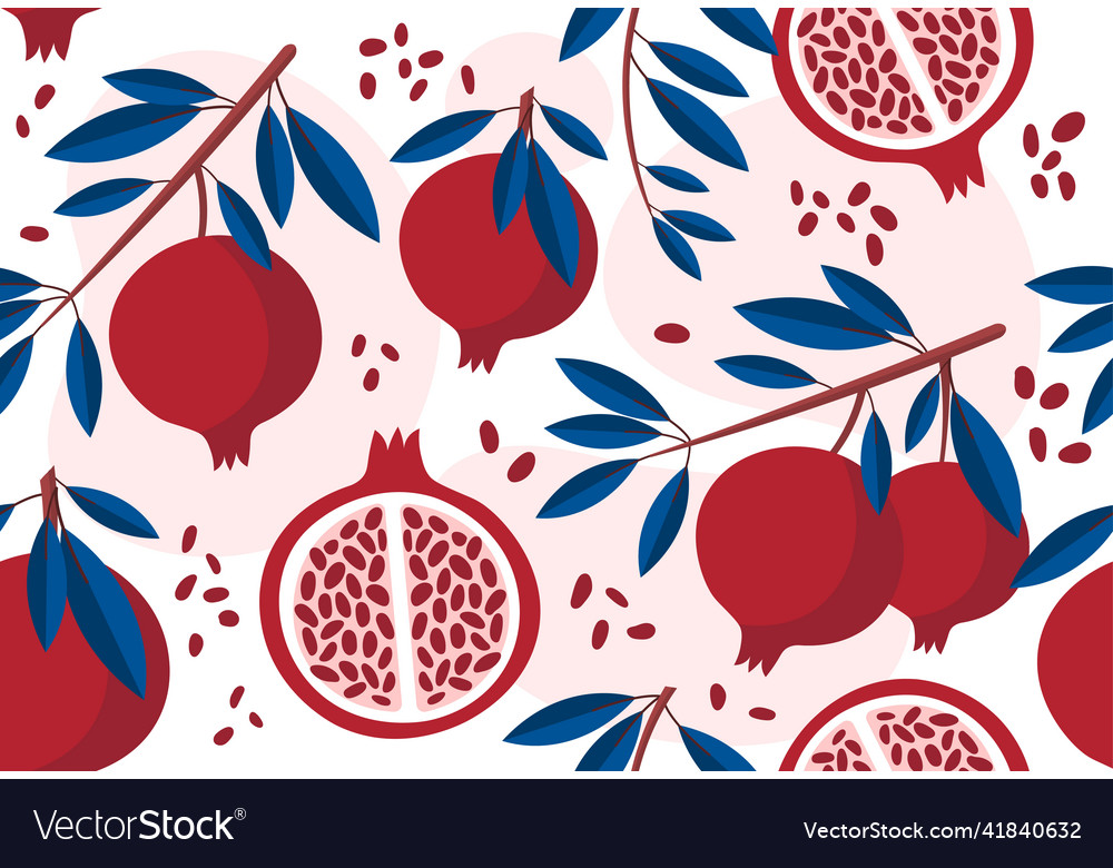 Pomegranate seamless pattern Royalty Free Vector Image