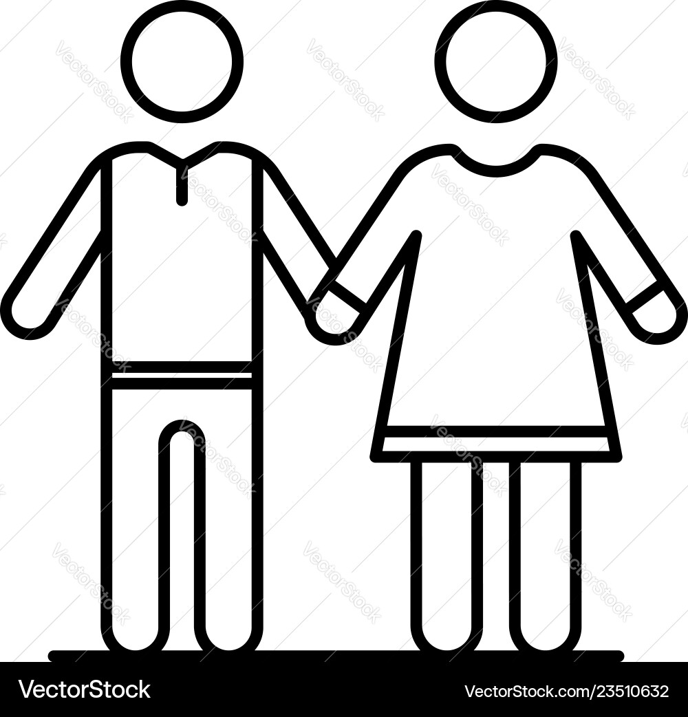 Senior couple icon outline style Royalty Free Vector Image