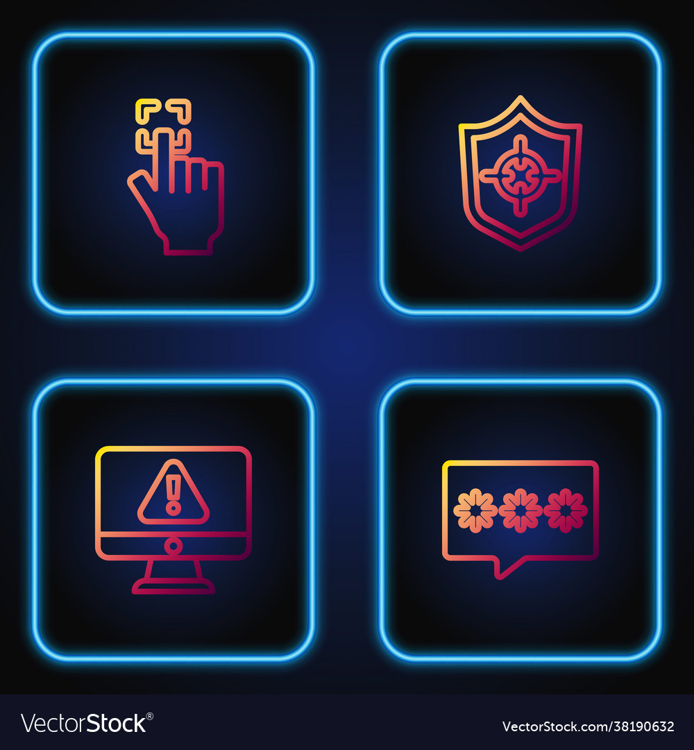 Set Line Password Protection Monitor Royalty Free Vector