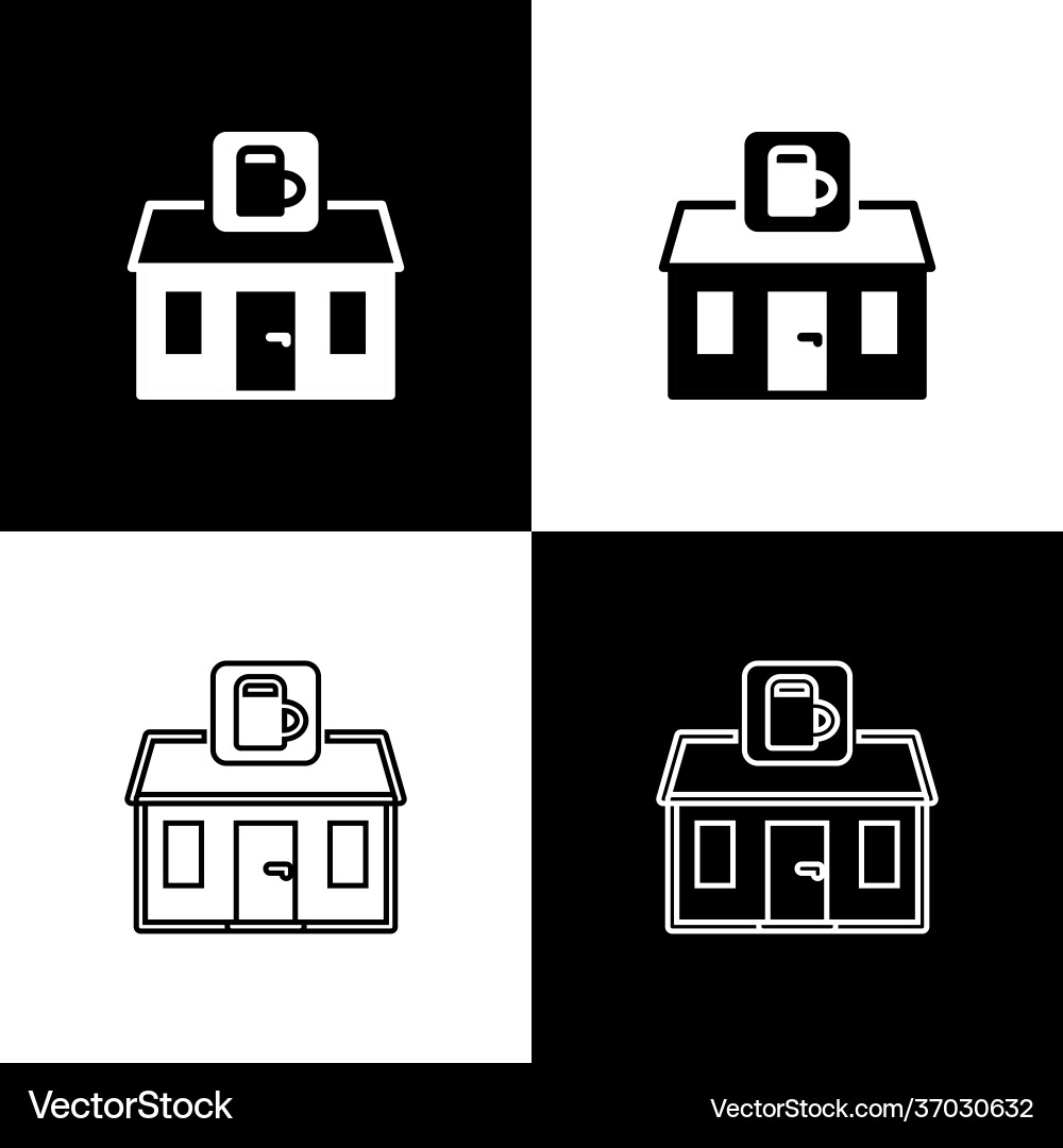 Set store building beer shop icon isolated Vector Image