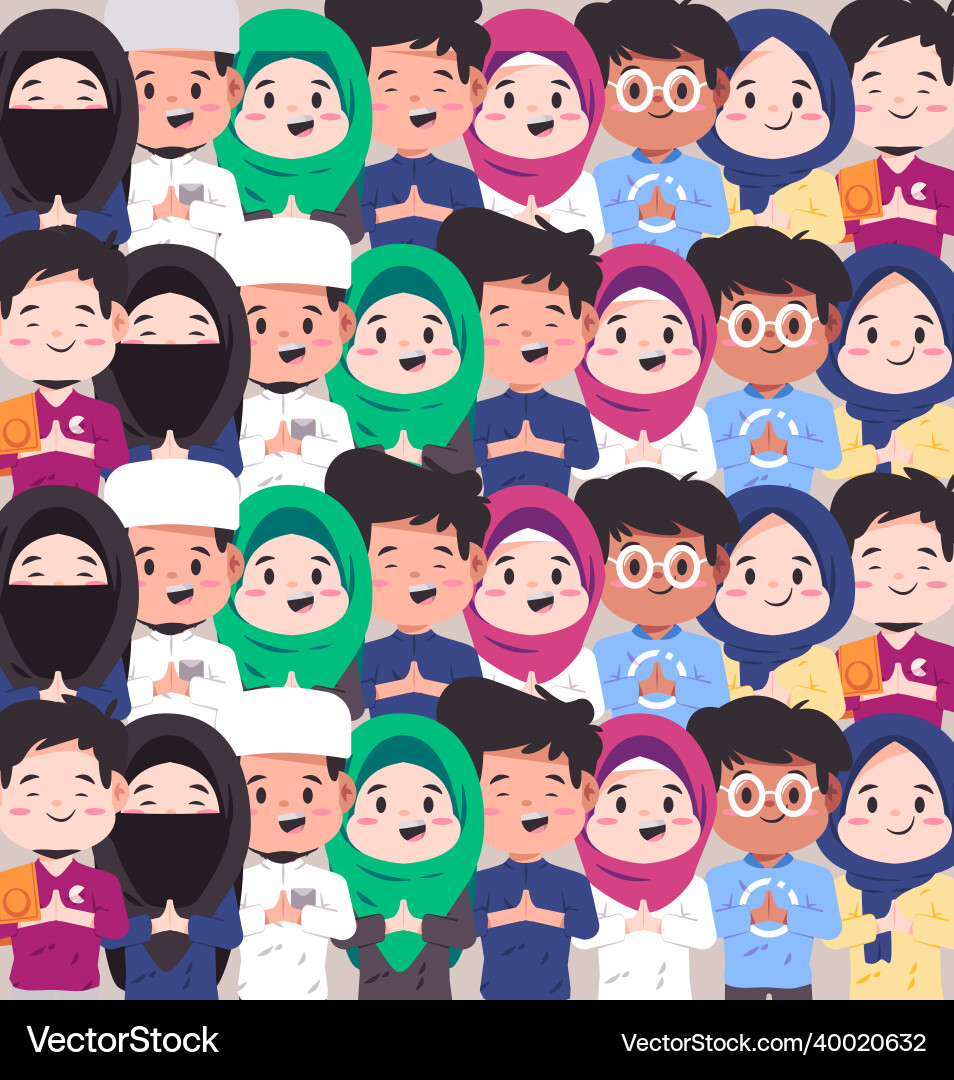 Various couple muslim islamic character face Vector Image