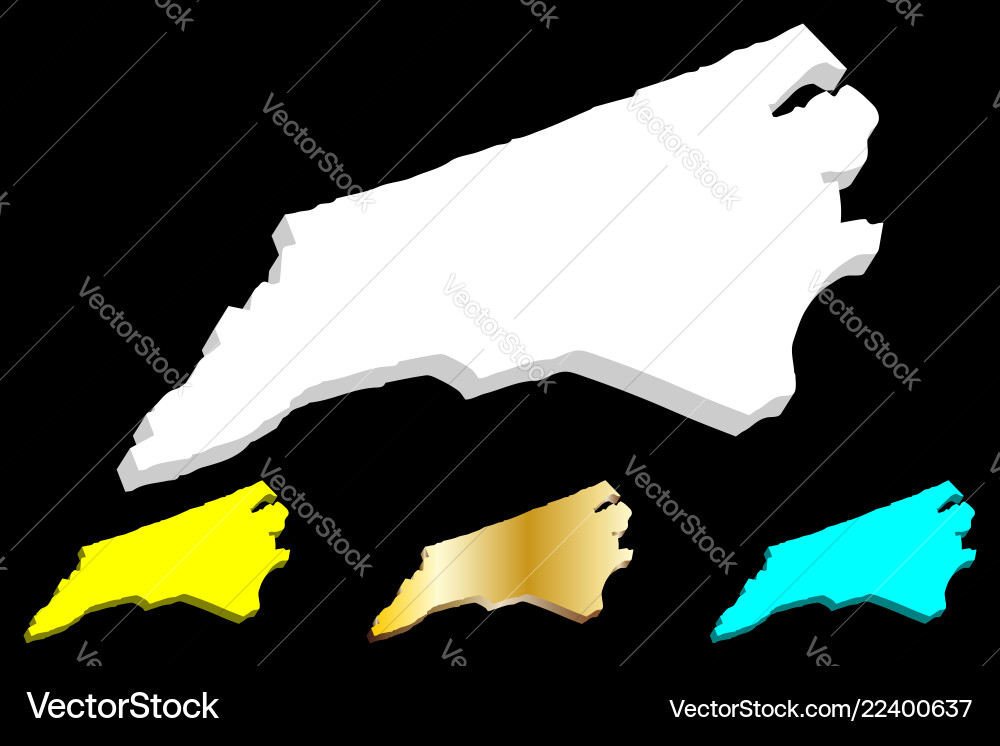 3d map of north carolina Royalty Free Vector Image