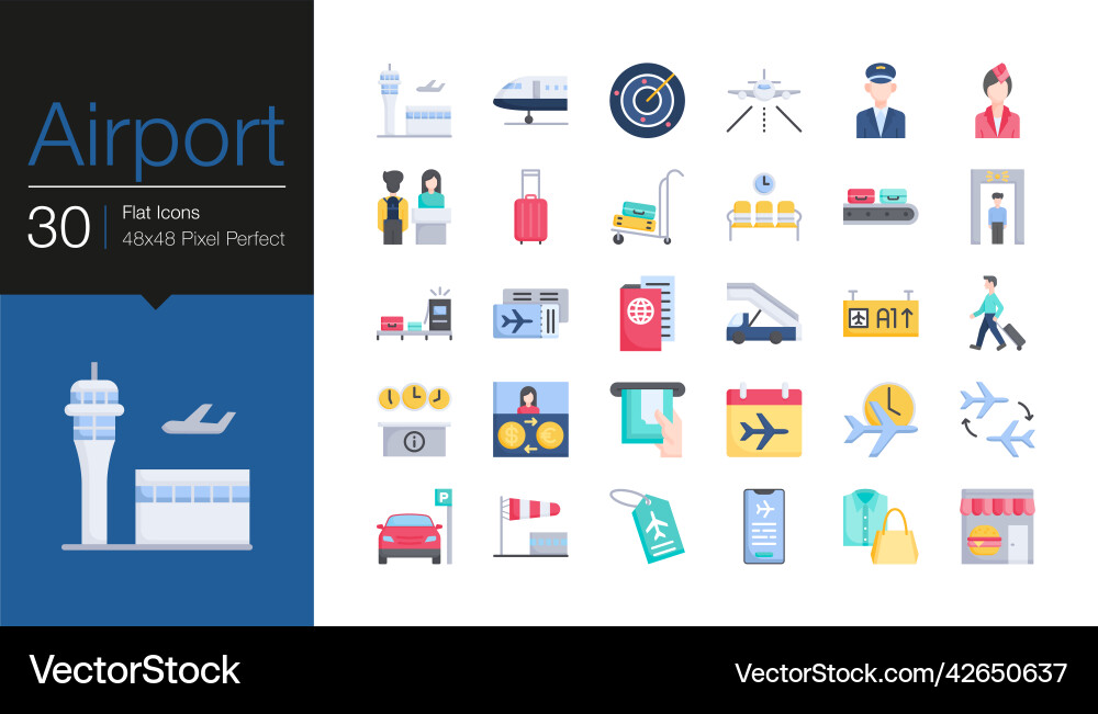 Airport icons flat design for presentation Vector Image