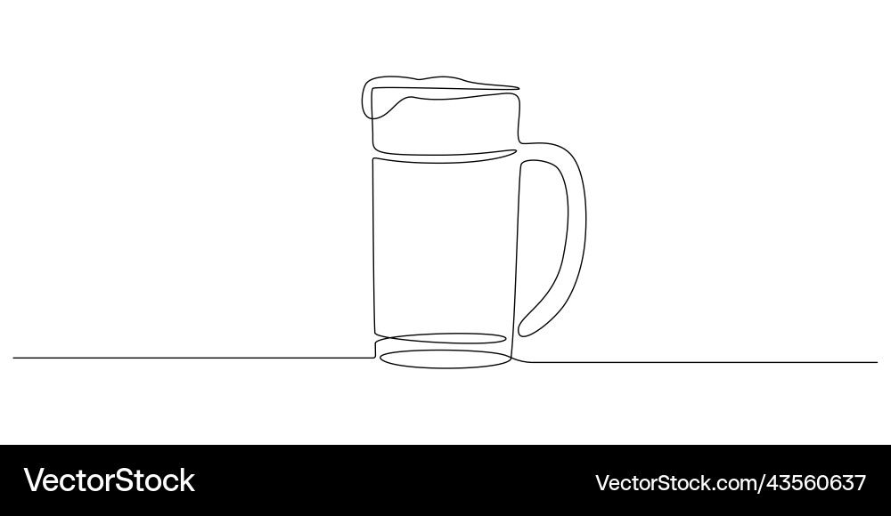 Continuous one line drawing of beer or lemonade Vector Image
