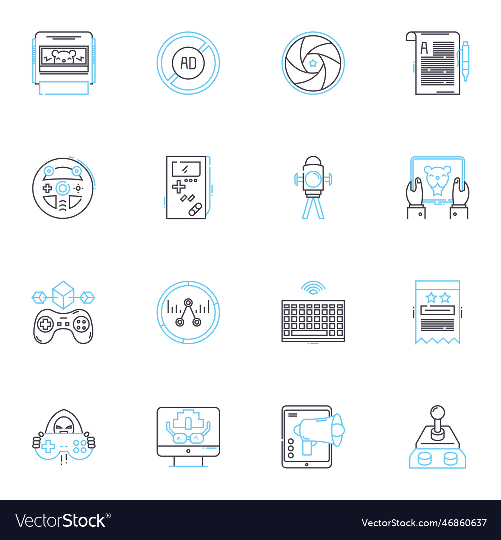 Entertainment technology linear icons set Vector Image Entertainment technology linear icons set Vector Image