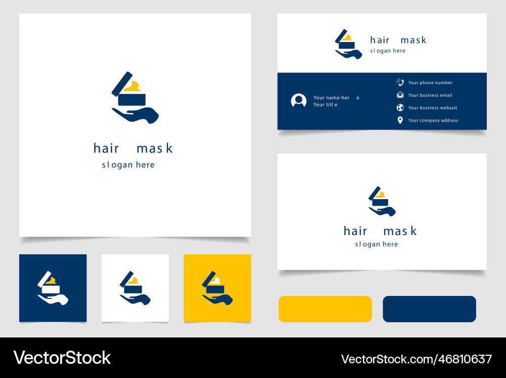 Hair mask logo design with editable slogan Vector Image