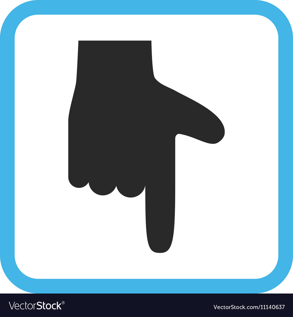 Hand pointer down icon in a frame Royalty Free Vector Image
