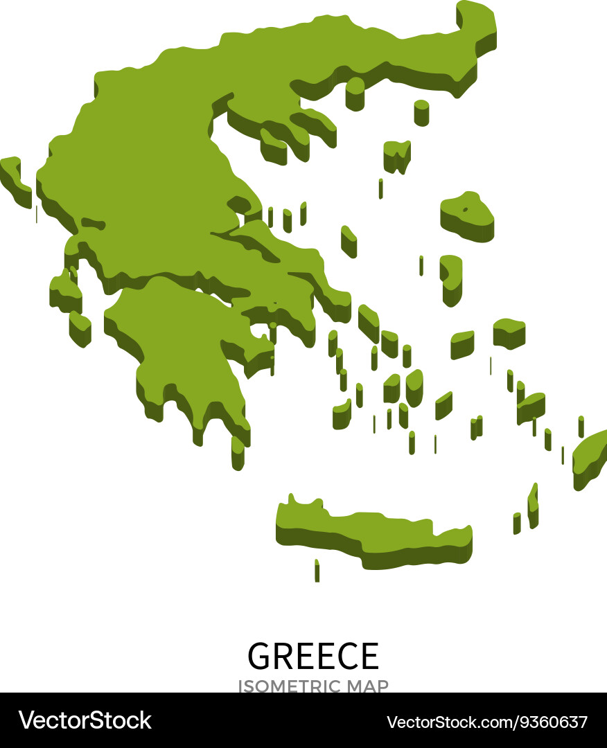 Isometric map of greece detailed Royalty Free Vector Image