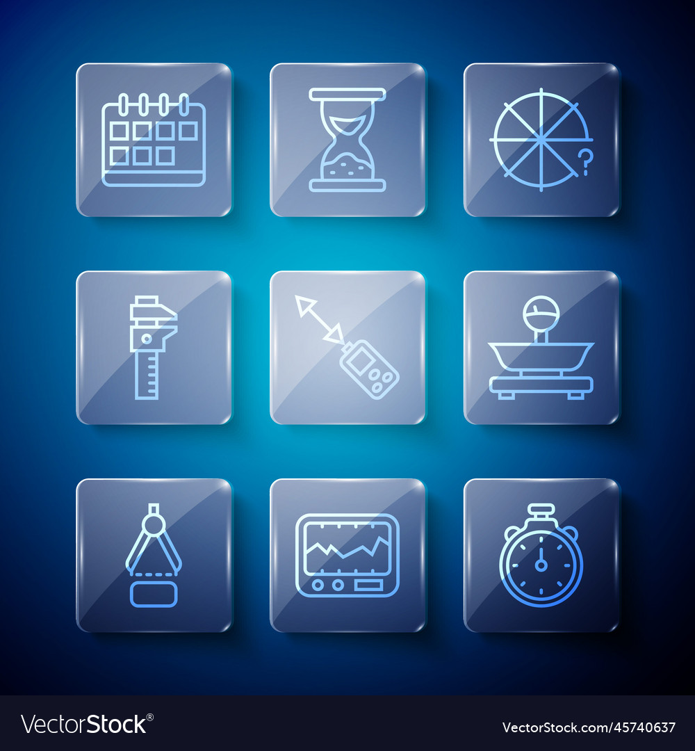 Set Line Drawing Compass Measuring Instrument Vector Image