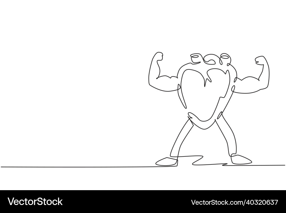 Single one line drawing strong and healthy human Vector Image