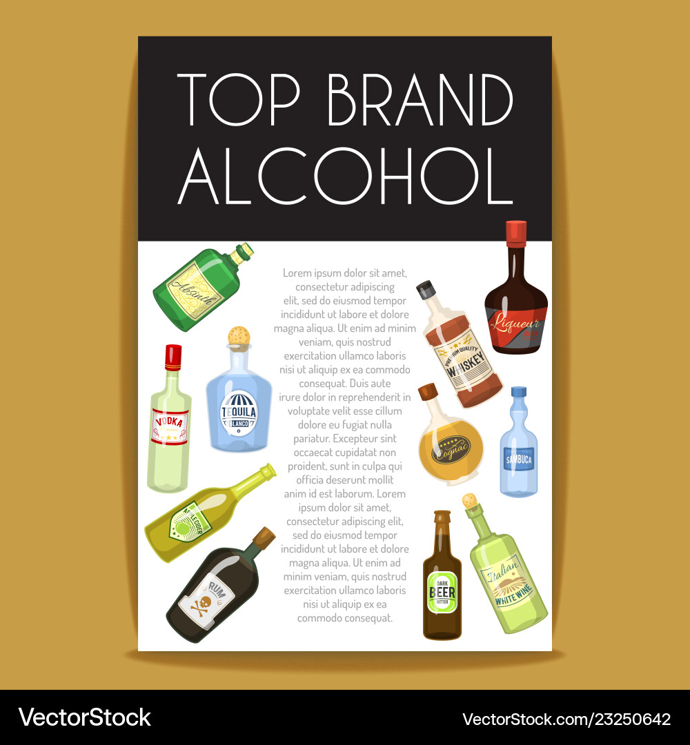 Alccohol banner wine list template for bar Vector Image