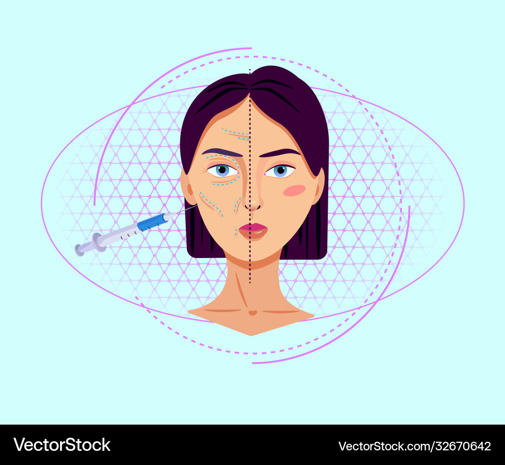 Antiaging collagen injections Royalty Free Vector Image