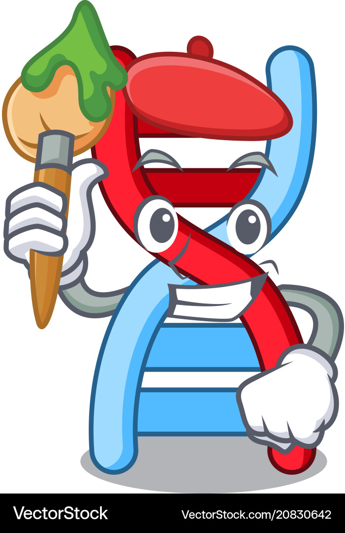 Artist dna molecule character cartoon Royalty Free Vector
