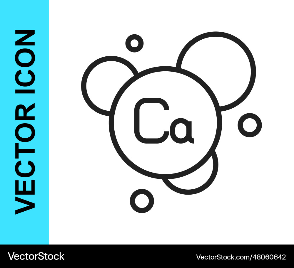 Black line calcium chemical element icon isolated Vector Image