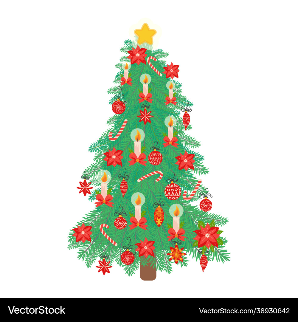 Christmas and happy new year tree Royalty Free Vector Image