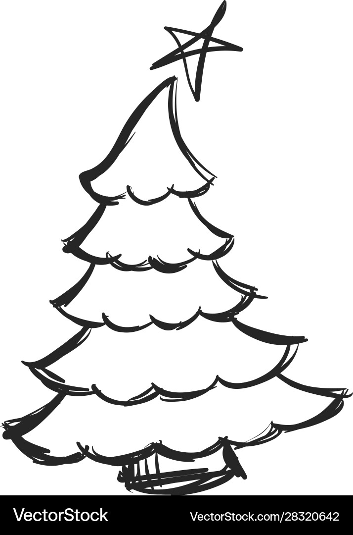Christmas tree doodle pine drawing winter Vector Image