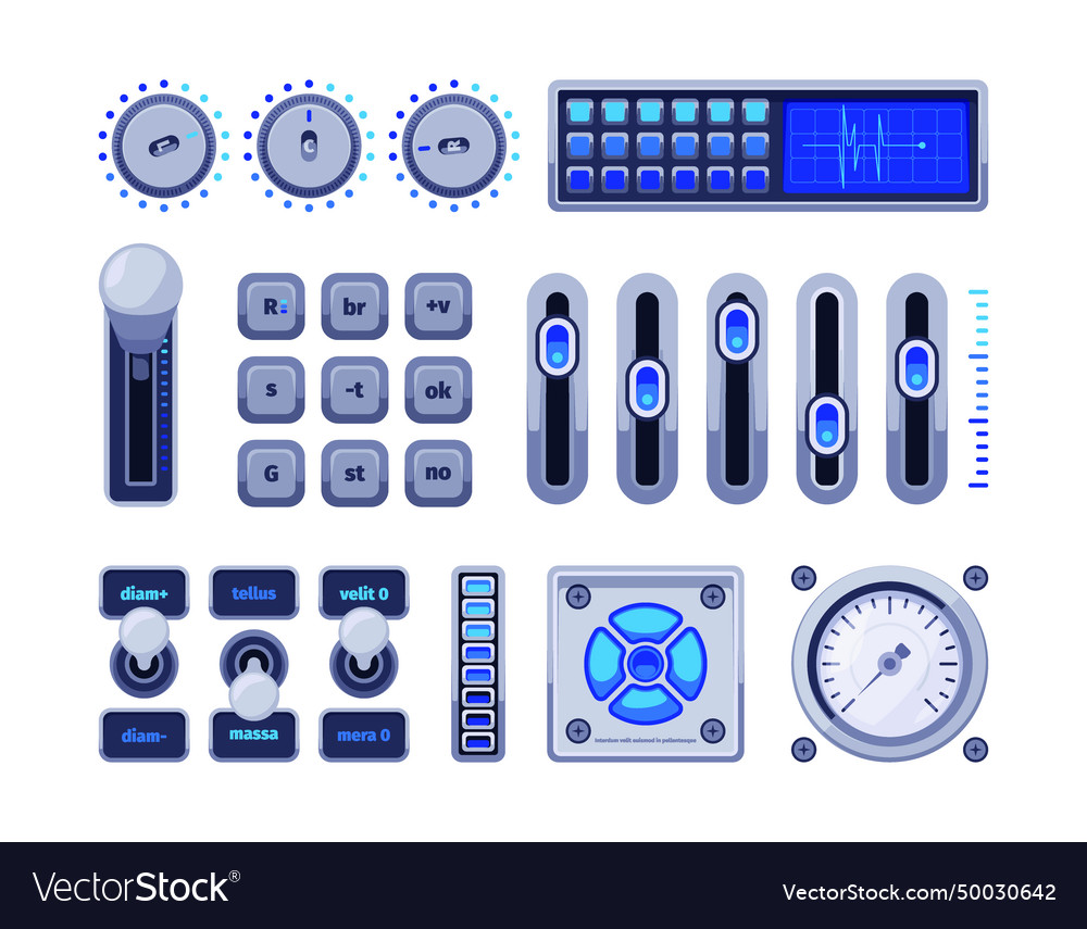 Control panels ui elements buttons checkboxes Vector Image