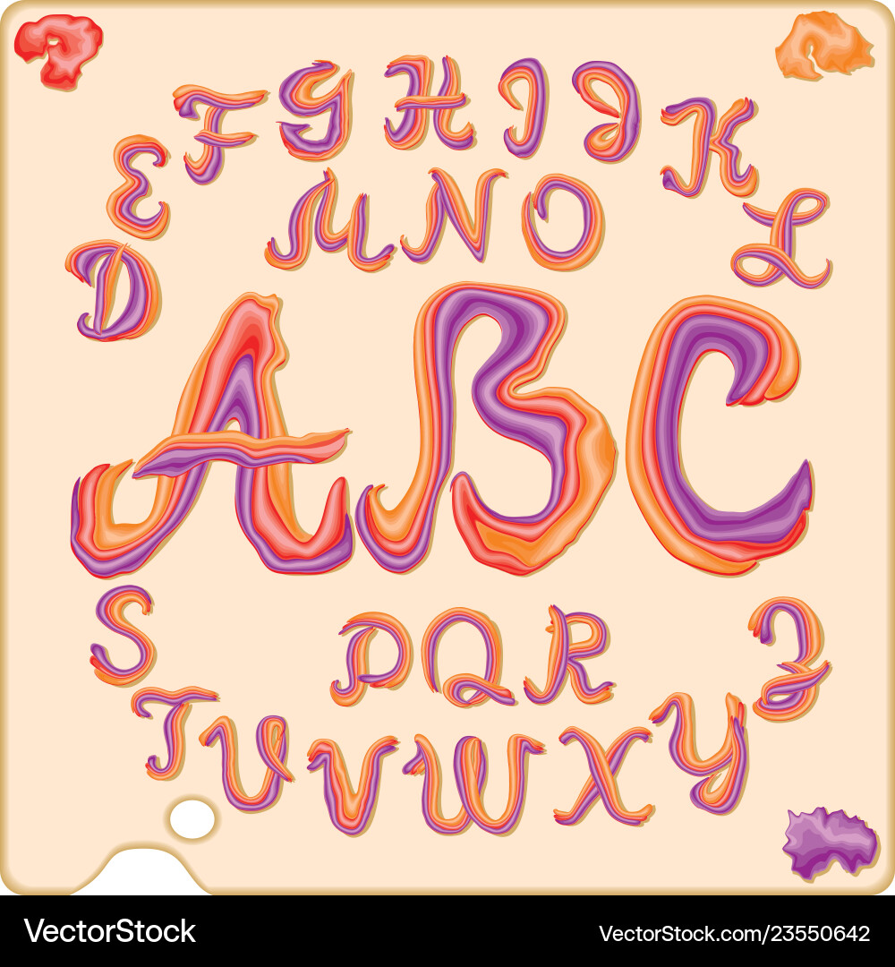 Latin cursive letters composed of three colors Vector Image