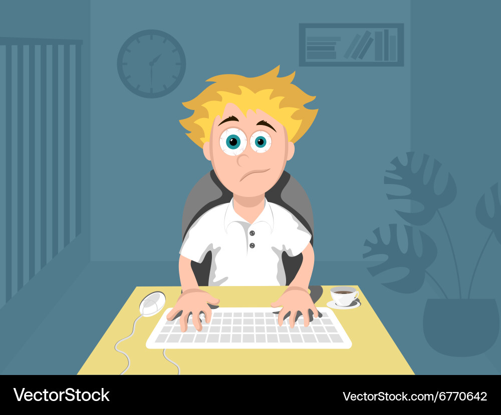Programmer work at night Royalty Free Vector Image