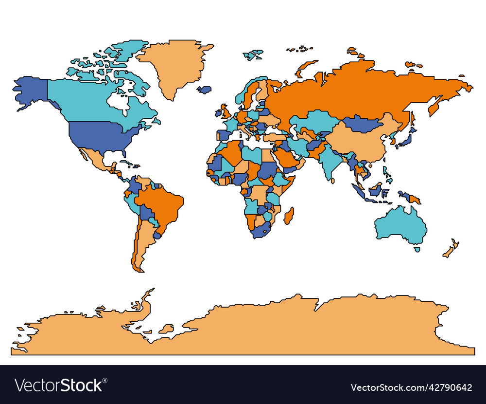 Simplified smooth border world map Royalty Free Vector Image Simplified smooth border world map Royalty Free Vector Image