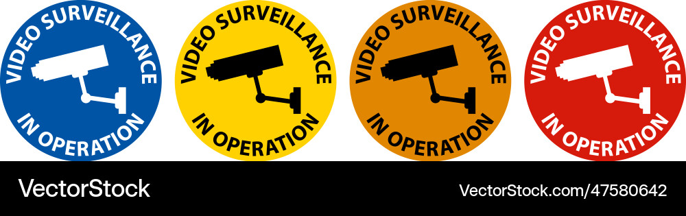 Video surveillance in operation sign white Vector Image