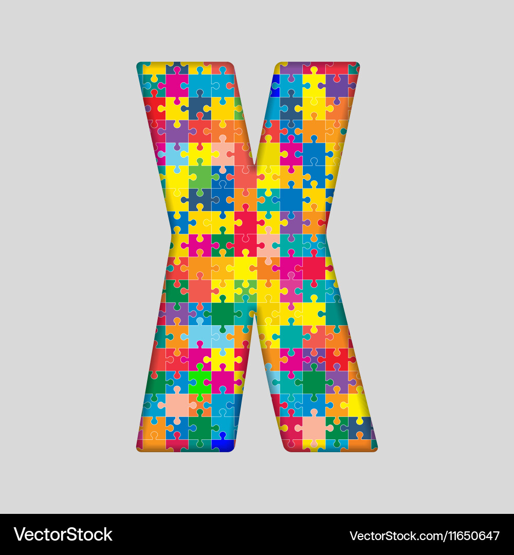 Color puzzle piece jigsaw letter - x Royalty Free Vector