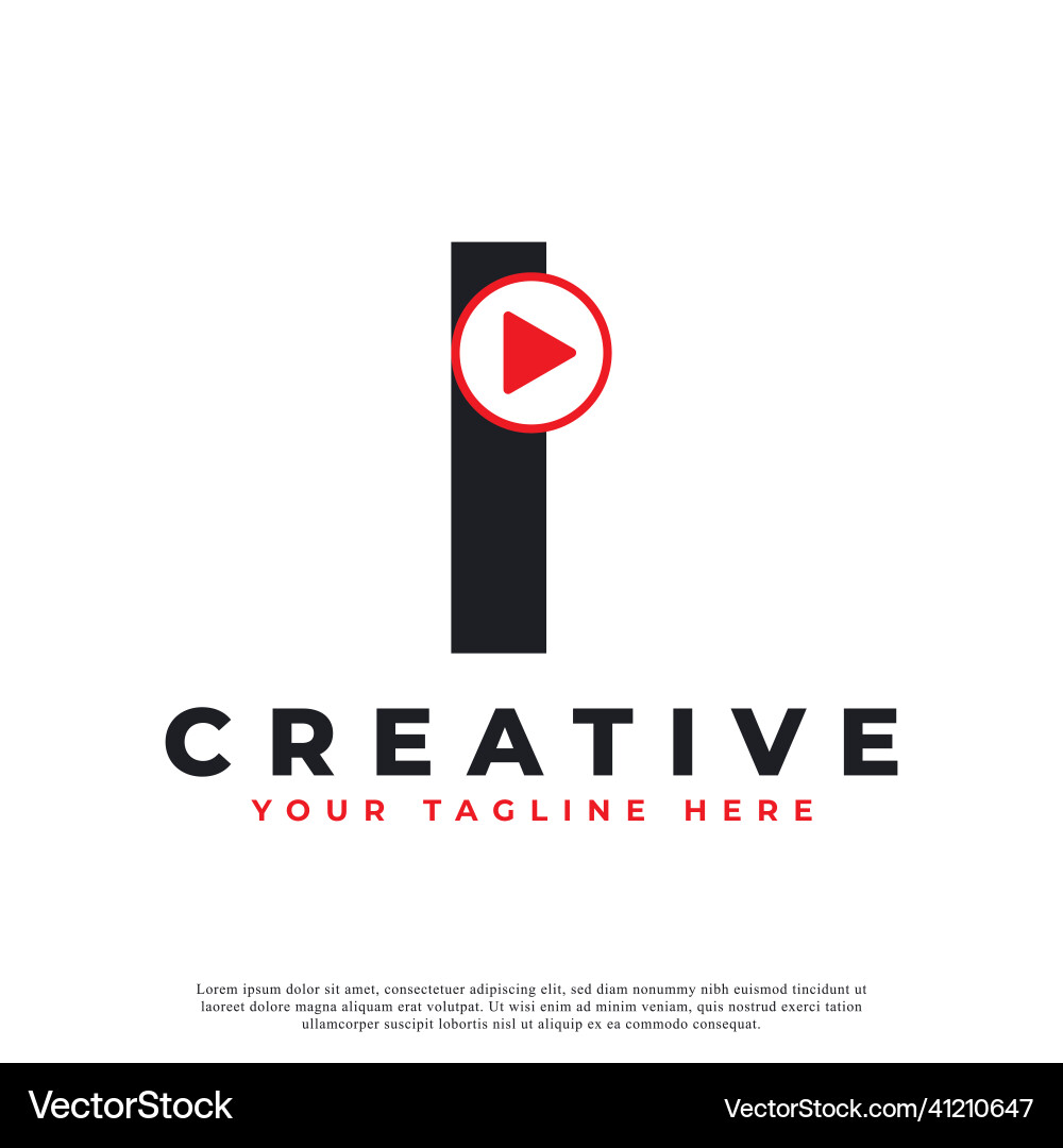 Creative modern play letter i icon music Vector Image