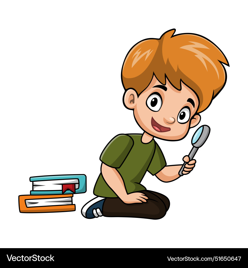 Cute happy school boy cartoon Royalty Free Vector Image