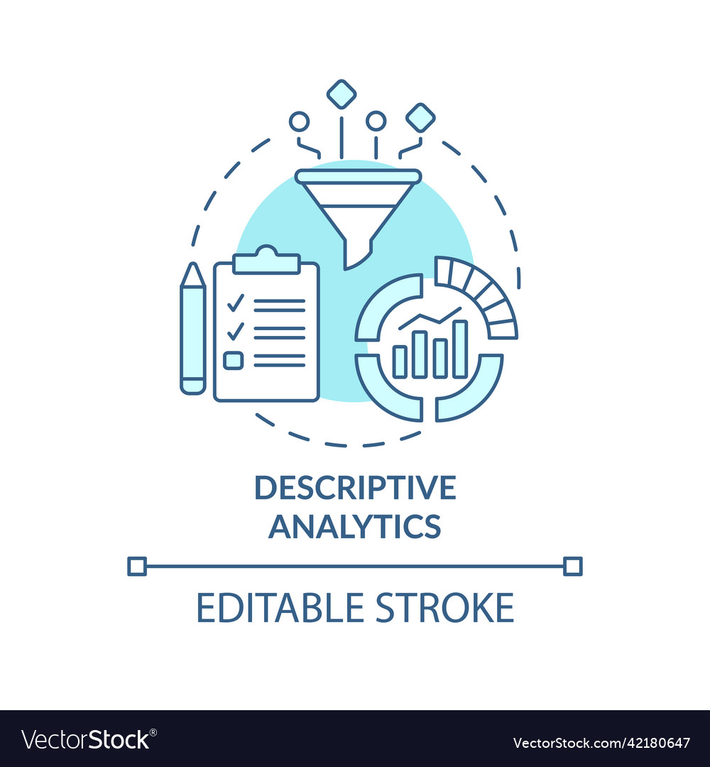 Descriptive analytics turquoise concept icon Vector Image Descriptive analytics turquoise concept icon Vector Image