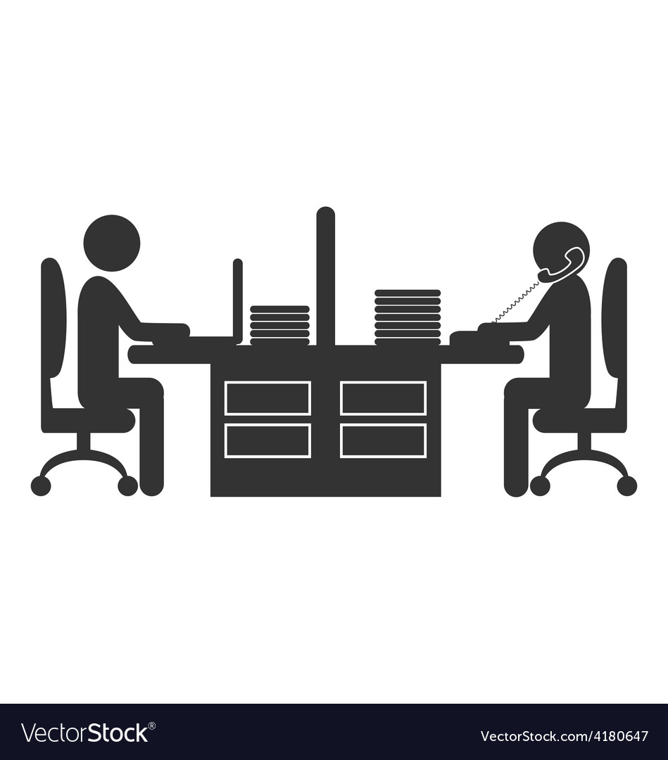 Flat office icon with workers isolated on white Vector Image Flat office icon with workers isolated on white Vector Image