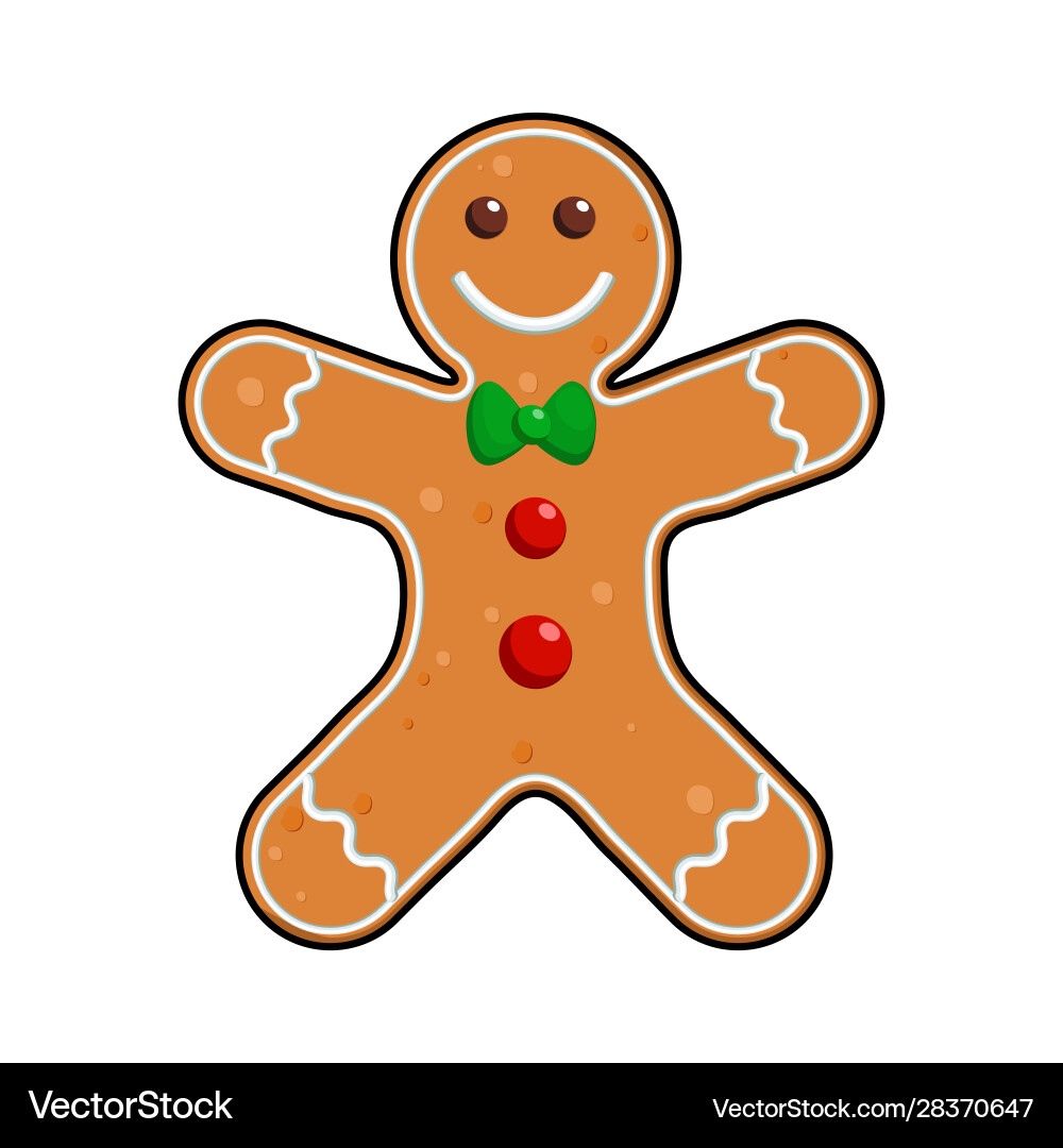 Gingerbread man holiday cookie in shape Royalty Free Vector