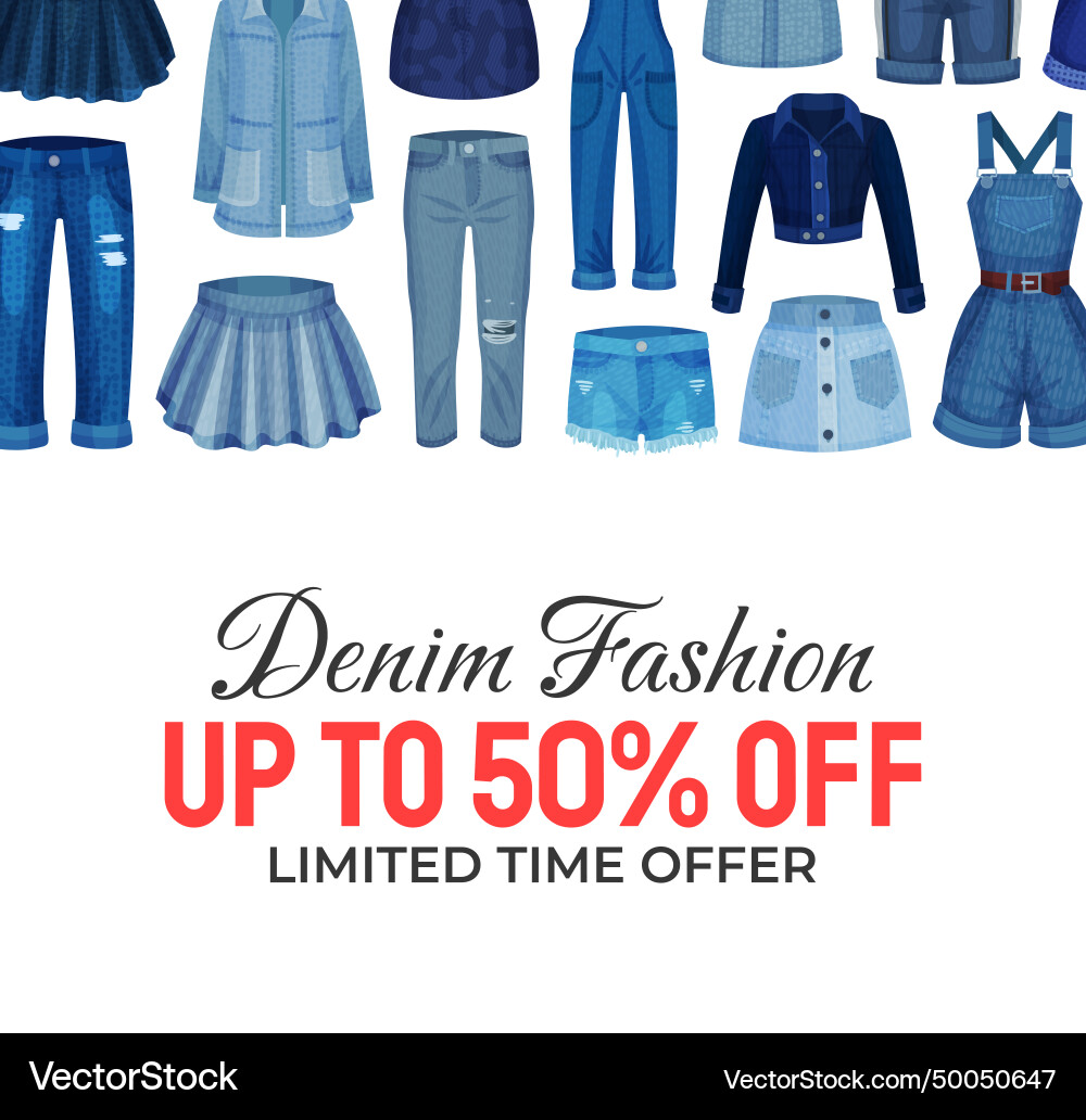 Jeans blue denim clothes banner design Royalty Free Vector